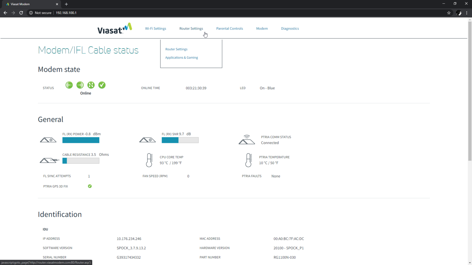 Viasat WiFi Gateway - Registerkarte Router-Einstellungen » Viasat eGuide